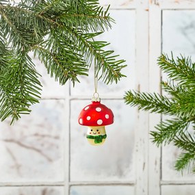 Skleněná ručně vyrobená vánoční ozdoba ø 6 cm Happy Mushroom – Sass &amp; Belle