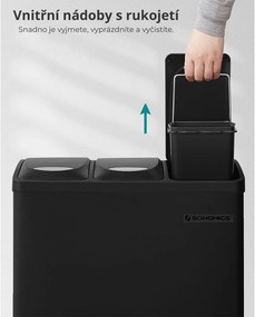 Koš na třídění odpadu SORT 24l (3x8l), černá SongmicsHome