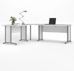 FALCO Rohový psací stůl Office 80400/72 bílá/silver grey 10171