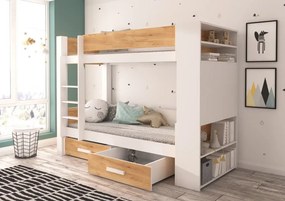 Dvoupodlažní postel pro dvě osoby s matracemi GARET 200x90 – zlatá borovice