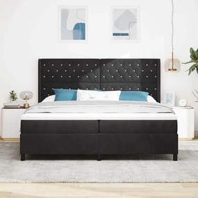 Postel s boxspringem s matrací s čelo Černá 200 x 200 cm samet 3341974