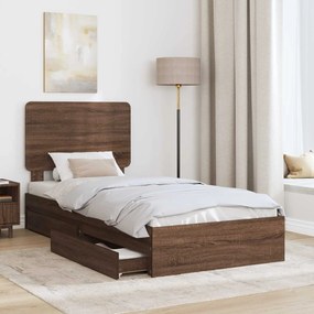 Postel s úložným prostorem se zásuvkou Hnědý dub 75 x 190 cm 3412741