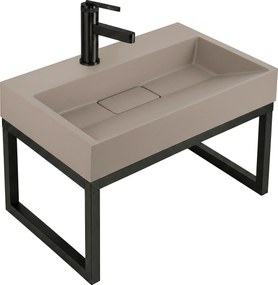 Rea Goya, umyvadlo z konglomerátu s černou konzolou, 60 cm, béžová, KPL-U4413