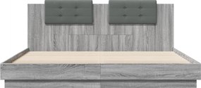 Rám postele s čelem šedý sonoma 200 x 200 cm kompozitní dřevo 3209896