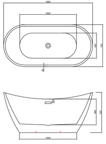 BPS-koupelny Volně stojící akrylátová vana HYD-RIC513B 160x75 bílá, odtokový komplet chrom