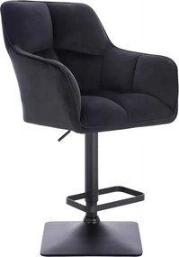 LuxuryForm DESIGN Barová židle AMALFI VELUR na černé hranaté podstavě - černá