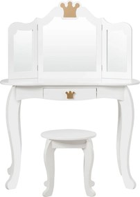 Costway 2 v 1 Sada toaletního stolku dětský dívčí dřevěný – 80 × 42 × 105 cm