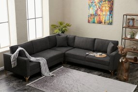 Hanah Home Rohová pohovka BERLIN antracitová se zlatou 258 cm