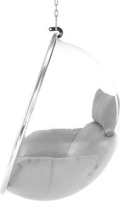Kondela Závěsné křeslo, transparentní/stříbrná/šedá, BUBBLE NEW TYP 1