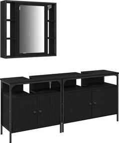 Koupelnové umyvadlové jednotky 3 ks Černá 80 x 30 x 60 cm 3334399