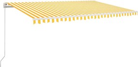 Automatická zatahovací markýza 500 x 300 cm žlutobílá 3068948