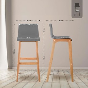 Sada 2 barových židlí Hoover přírodní konstrukce – šedá