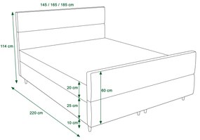 Manželská postel Boxspring 140 cm Flu Plus Comfort (bordó) (s matrací a úložným prostorem). 1055956