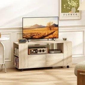 HOMCOM TV nábytek 106,68 cm s otočnými kolečky a brzdou, nastavitelné police a zásuvky, 102x34,5x48,5 cm, dřevo