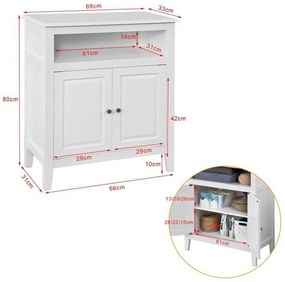 Sobuy FRG204-W Koupelnová komoda Koupelnová skříňka Příborník předsíňka Koupelnový nábytek Bílá 69x80x33cm