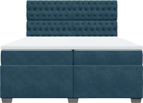 Box spring postel s matrací modrá 200 x 200 cm samet 3293312