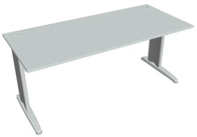 Stůl pracovní rovný 180 cm - Hobis Cross CS 1800 Dekor stolové desky: šedá, Dekor lamino podnože: šedá, Barva nohou: Stříbrná
