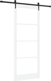 Posuvné dveře 93 x 232 cm Masivní borové dřevo a sklo Bílá 3332348