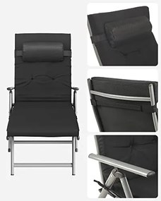 SONGMICS lehátko, s 6 cm silnou matrací, sklopné, max. nosnost 150 kg, černé