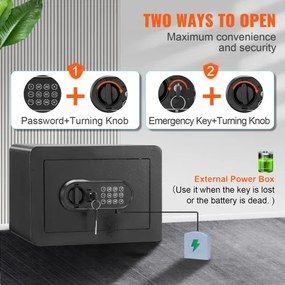 Trezor, 14,2 l, domácí trezor, ocelový bezpečnostní trezor s digitální klávesnicí