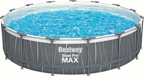Bestway Bazén Steel Pro MAX kulatý světle šedý, LED design, 457 x 107 cm