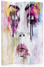 Ozdobný paraván Abstraktní tvář ženy - 110x170 cm, třídílný, klasický paraván
