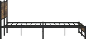 Kovový rám postele bez matrace kouřový dub 200 x 200 cm 3301384