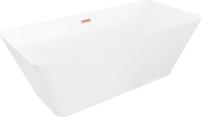 Mexen Velo Slim, volně stojící vana 170 × 75 cm, bílá lesklá, měděný přepad, 52811707500-65