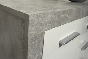 Komoda Stone 147 cm, beton/bílá