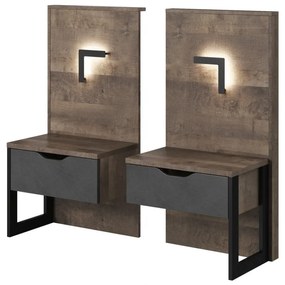 Eoshop Noční stolek (2 ks) DENAR s LED osvětlením, Dub Sand Grande / Matera