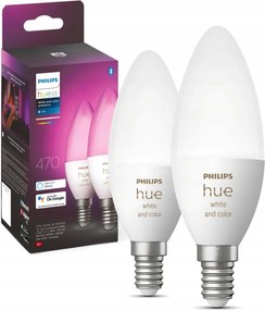 2PAK Led žárovka svíčka 5,3W Cct Rgb Philips Hue Bluetooth Zigbee