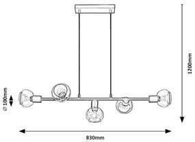 Rabalux 3297 - Lustr na lanku SULLIVAN 5xE14/40W/230V