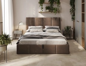ComfortMatrace Čalouněná postel se zvedacím roštem a úložným prostorem Valencia Barva: Krémová/Cream, Rozměr: 90x200 cm, Výška čela u hlavy: 100 cm