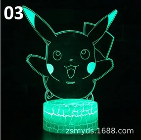 Pokemon Pikachu 3D lampa se změnou barvy Balení: s dálkovým ovladačem, Varianta: 03