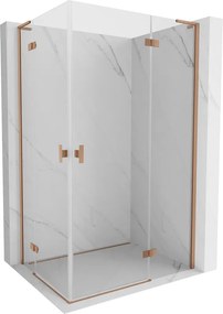 Mexen Mist-H L Duo, 2-křídlý ​​sprchový kout 90 x 100 cm, čiré sklo, měděný matný profil, 8A5L-090L-100P-65-00