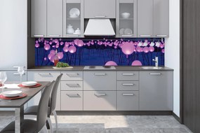 DIMEX | Fototapeta do kuchyně Fialové zahradní osvětlení KI-260-191 | 260 x 60 cm | fialová, modrá, černá