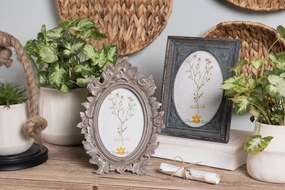 Tyrkysovo-hnědý antik fotorámeček zdobený květinami - 17*2*21 cm / 13*18 cm
