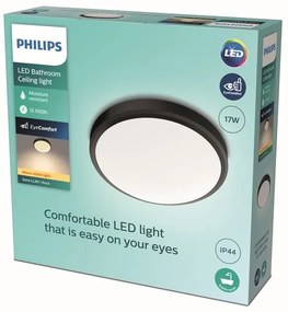 Philips 8719514326606 led stropní svítidlo doris 1x17w | 1500lm | 2700k | ip44 - černá