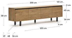 Tv stolek exue 200 x 58 cm přírodní MUZZA