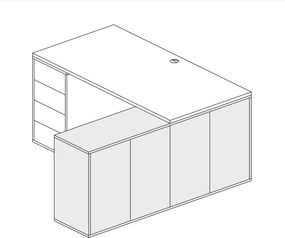 Kancelářská zásuvková komoda BLOCK, 1600 x 400 x 710 mm, 4x dveře, bílá