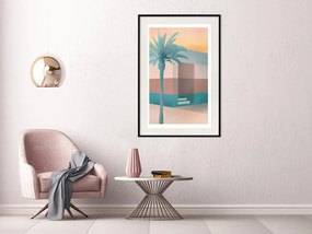 Plakát Pastelová ulička - tropická kompozice palmy v pastelových barvách