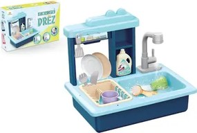 TEDDIES Dětský dřez na nádobí modrý / Dětský dřez / Funkční kohoutek /