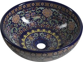 Sapho Sapho, PRIORI keramické umyvadlo, průměr 41 cm, 15 cm, fialová s ornamenty, PI022