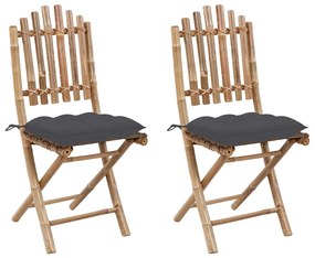 Skládací zahradní židle s poduškami 2 ks bambus,  3064002