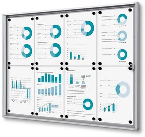 Interiérová informační vitrína Economy 8 x A4 - plechová záda, protipožární, hliník