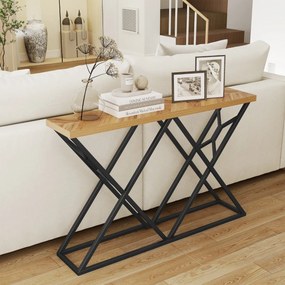 Costway 140 cm Konzolový stůl Farmhouse Entry Table s geometrickou kovovou