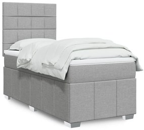 Box spring postel s matrací světle šedá 80 x 200 cm textil 3293795
