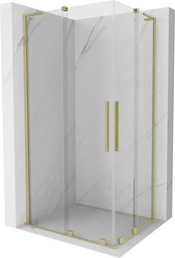 Mexen Velar L Duo, sprchový kout s posuvnými dveřmi 100 x 90 cm, 8mm čiré sklo, zlatá matná, 871-100-090-02-03-55