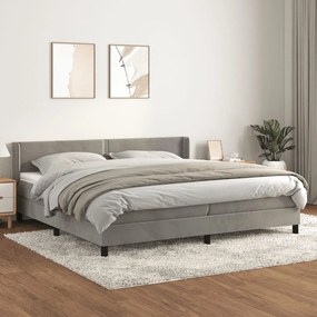 Box spring postel s matrací světle šedá 200x200 cm samet,  3130919