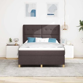 Postel s boxspringem s čelo Tmavě hnědá 200 x 140 cm textil 3340756